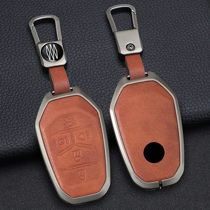 Zinc Alloy+Leather Car Remote Key Case Cover Protective Shell Fob for ...