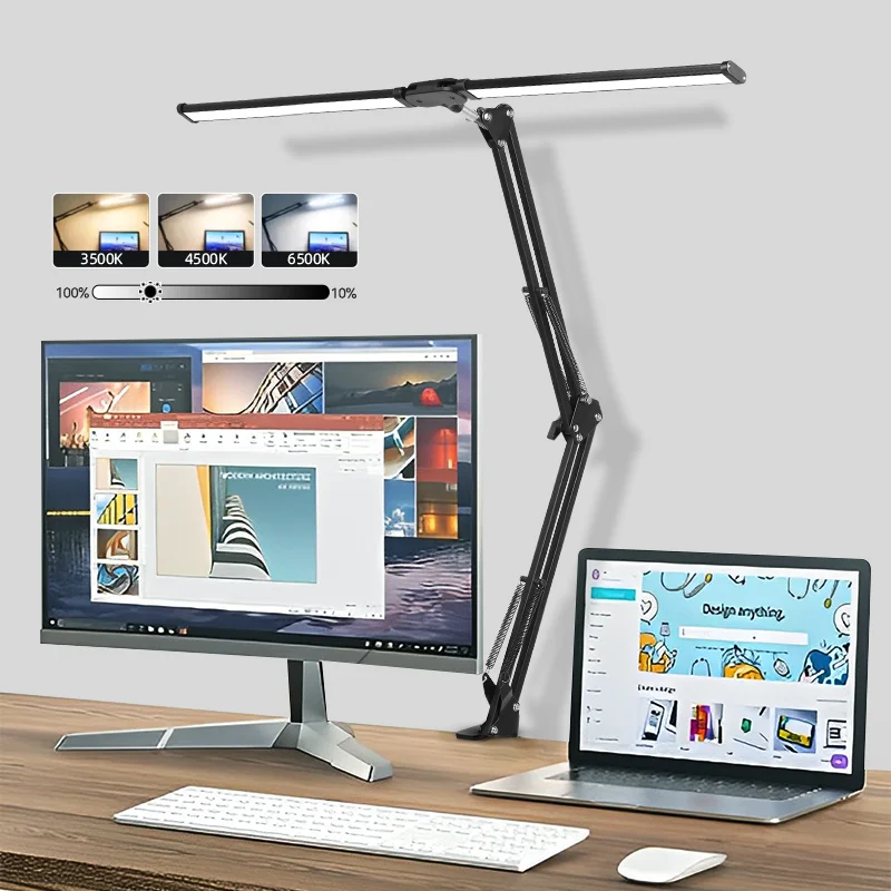 Stepless-Dimmable-LED-Desk-Stand-Luzes-Double-Head-Desk-Lamp-USB-Table ...