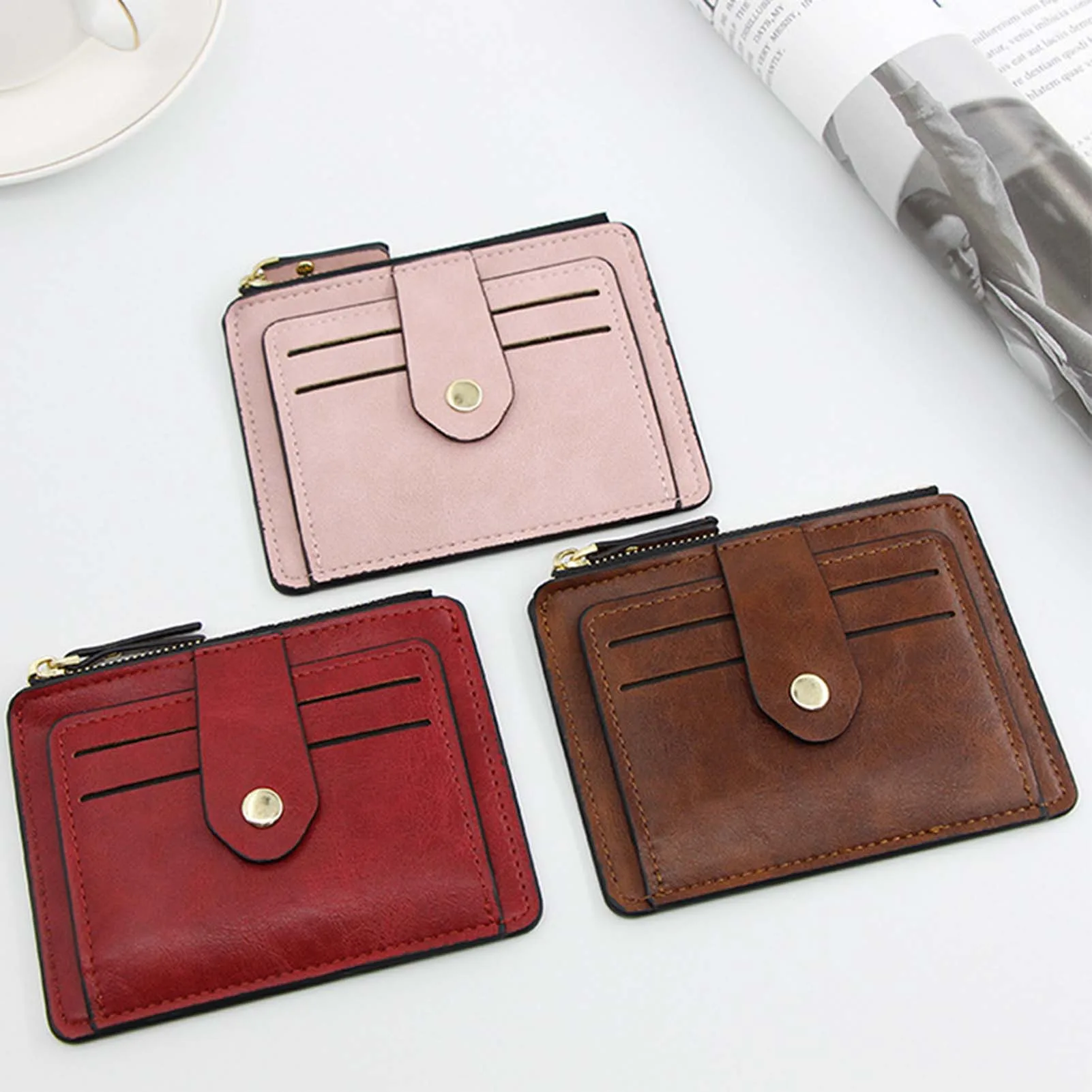 Tarjetero-ultrafino-de-cuero-con-hebilla-peque-a-para-mujer-caja-port ...