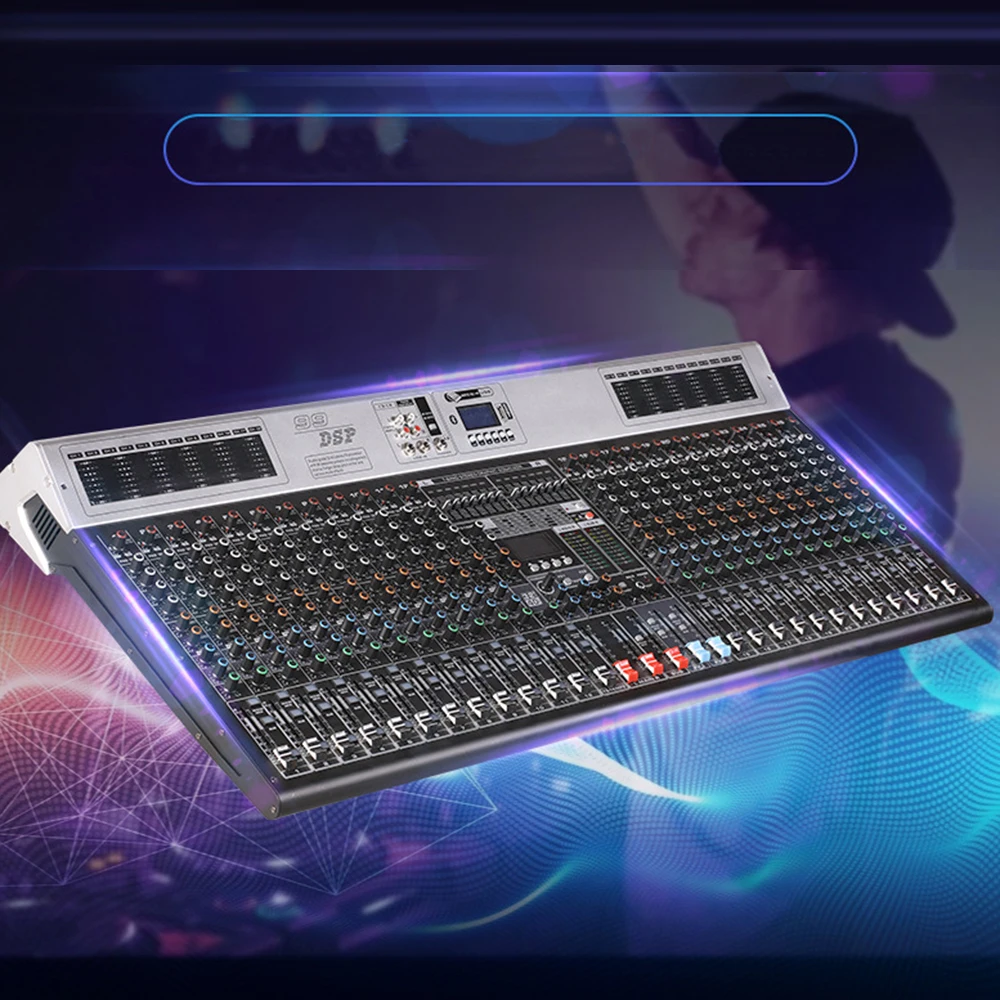 26 channel professional audio mixer console + 48v phantom power 99 dsp ...