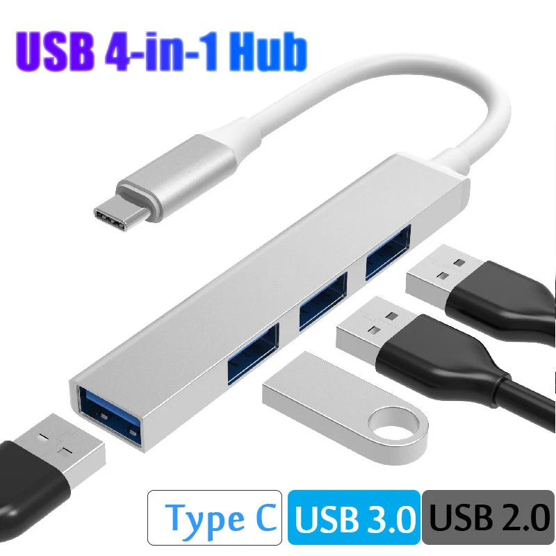 Type C Hub Usb Hub Dock 3.0 4 Port Multi Splitter Adapter Otg For Lenovo Huawei Xiaomi Macbook ...