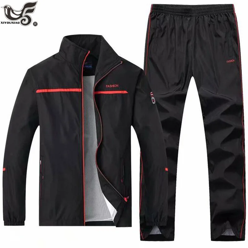 Men's Casual Tracksuit Long Sleeve Full-zip Running Jogging Sporting ...