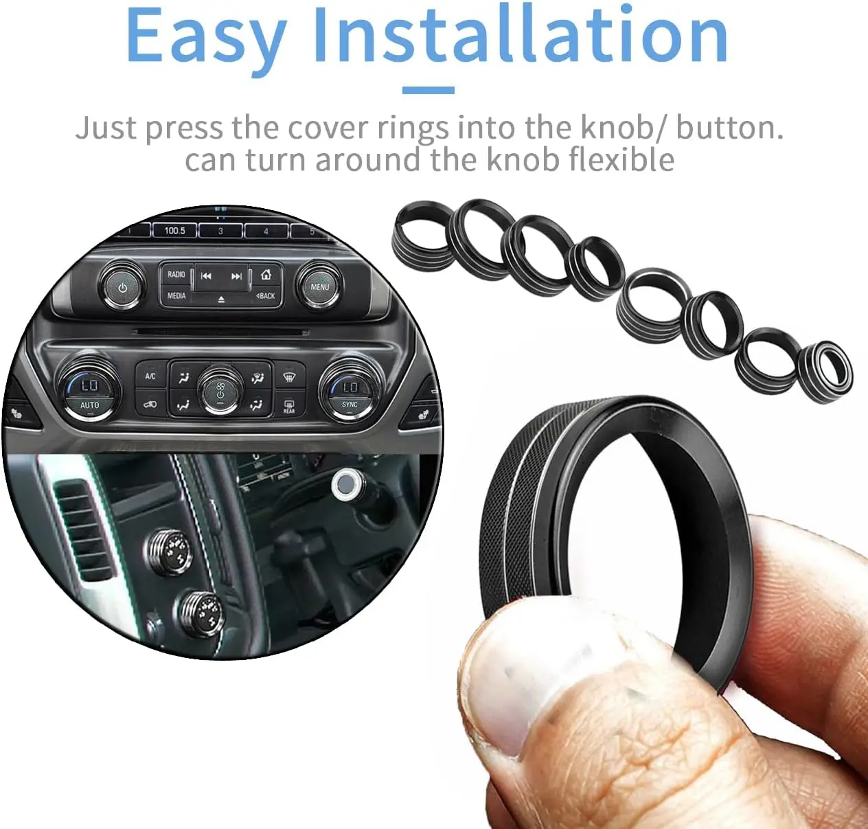 For 2014-2018 Chevy Silverado Dash Knob Cover Trim Ring Radio A/C Light ...