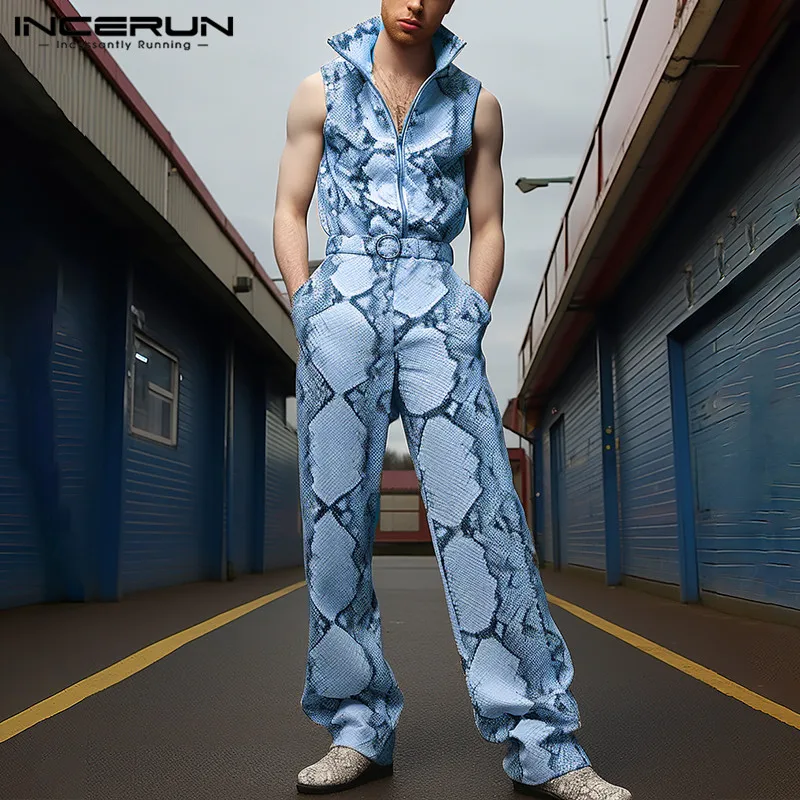 INCERUN-Men-Jumpsuits-Printing-Lapel-Sleeveless-Zipper-Casual-Male ...