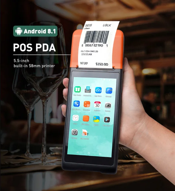 Terminal pos Android 8,1, dispositivo portátil, PDA, 3G, 1 + 8GB, impresora térmica Loyverse ...