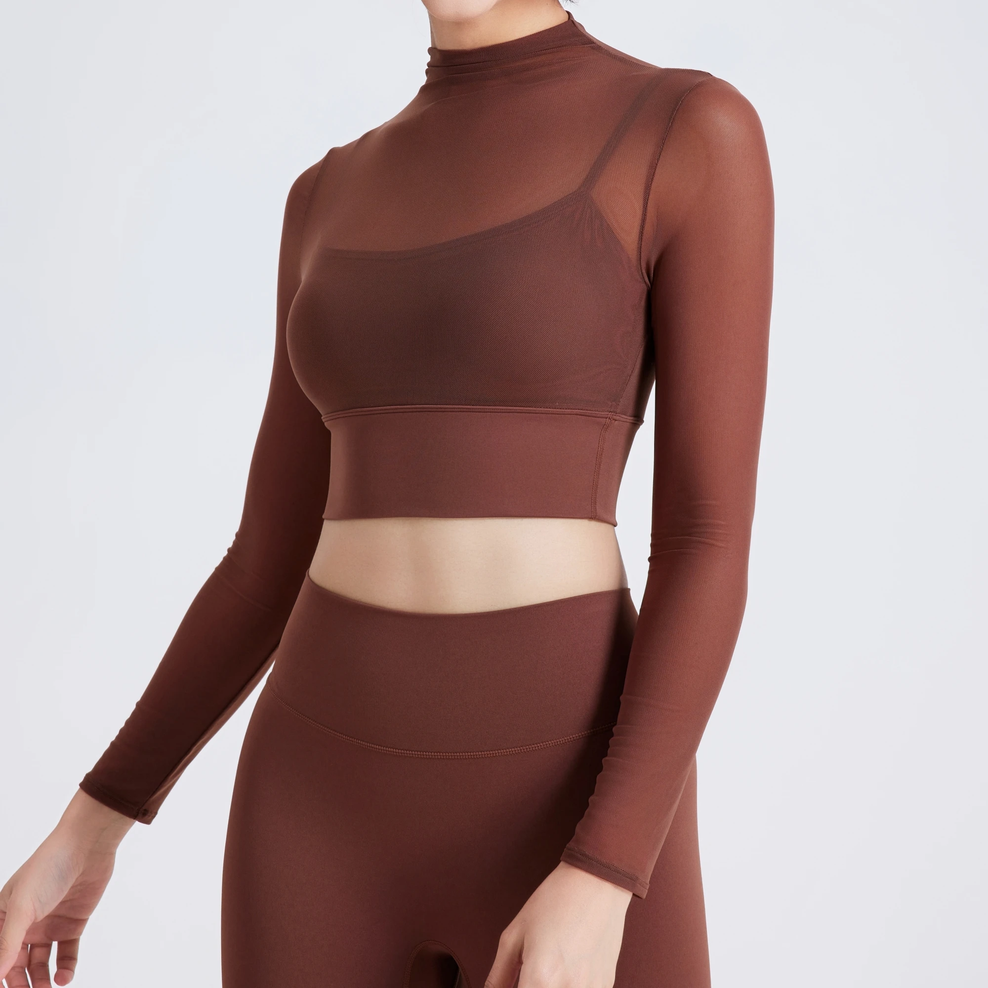 Sexy-Mesh-Yoga-Tops-Long-Sleeve-Tops-for-Women-with-Chest-Pad-Running ...