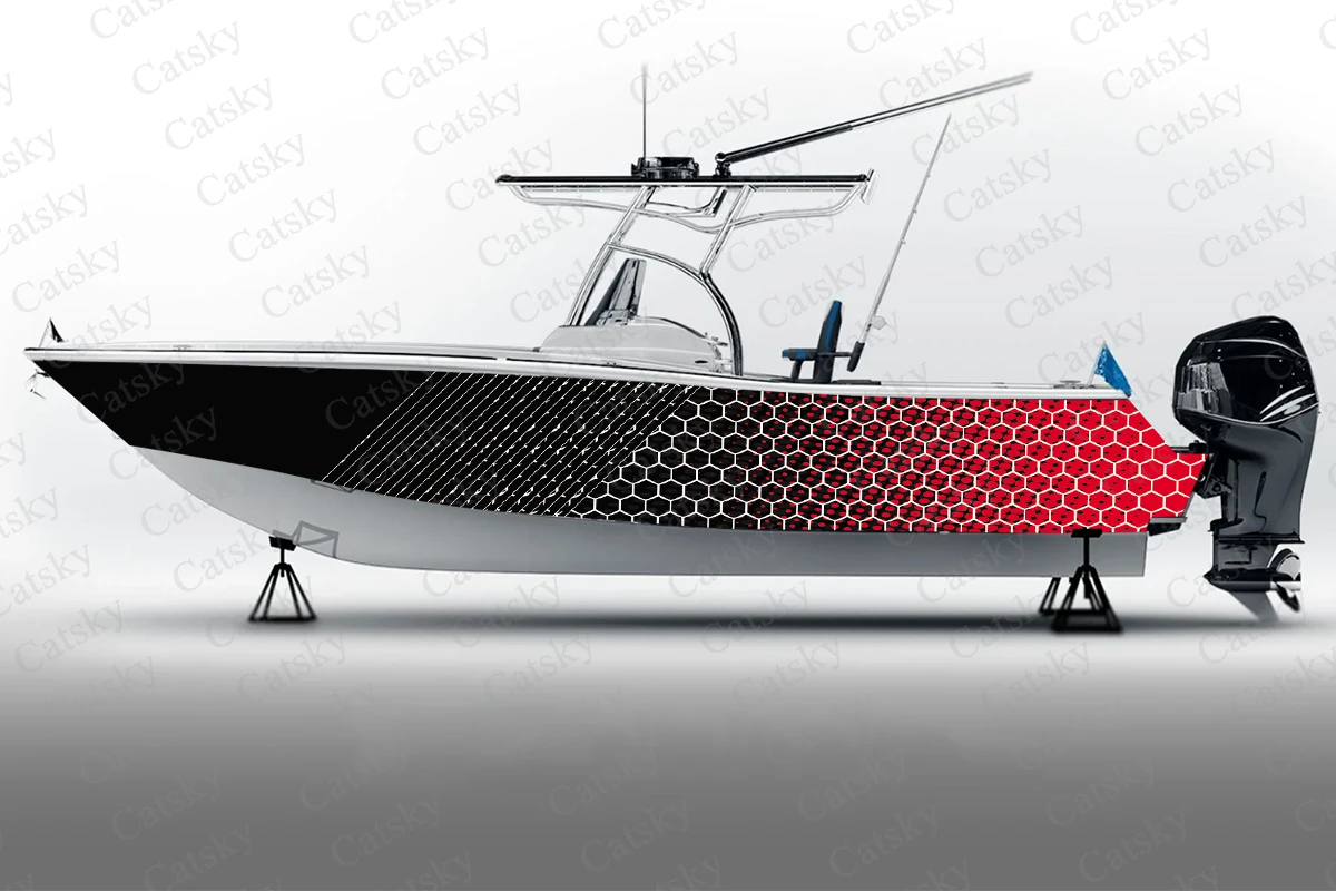 hexagonal-geometric-honeycomb-Boat-Sticker-Packaging-Fish-Boat ...