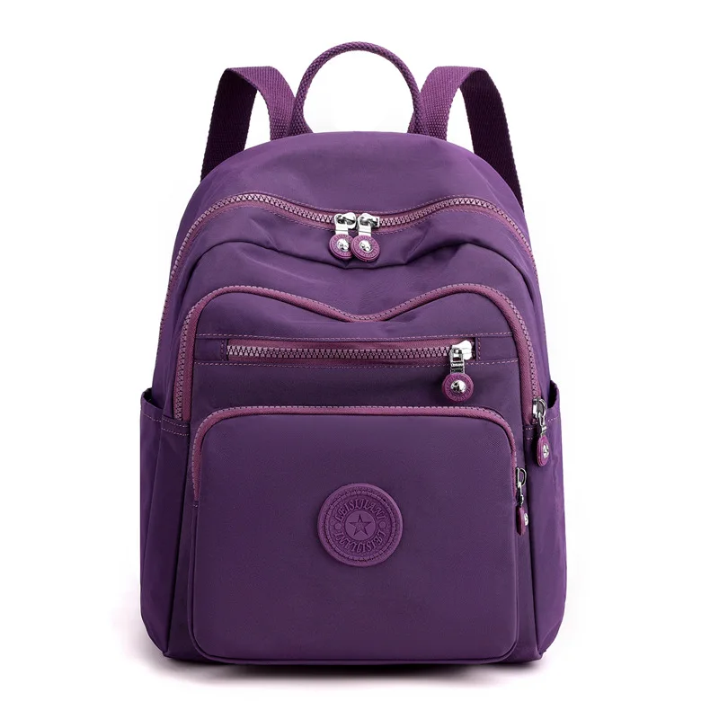 Simple Solid Color Backpack Women 2023 Waterproof Nylon School Bags for ...