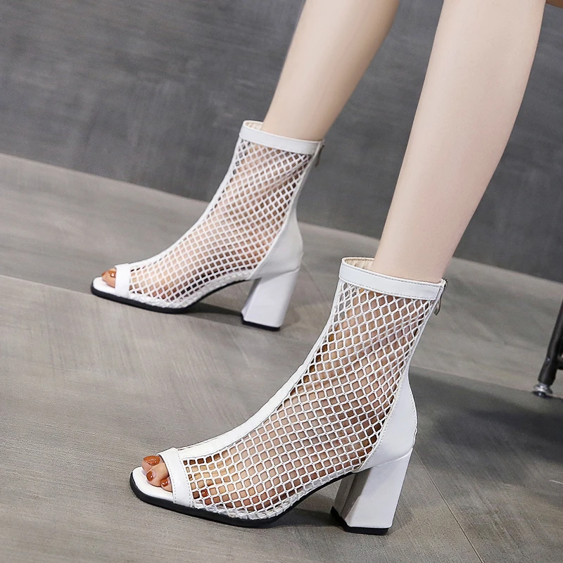 Thick-Heel-Sandals-Mesh-Cool-Boots-for-Women-s-2024-Summer-New-Thin ...