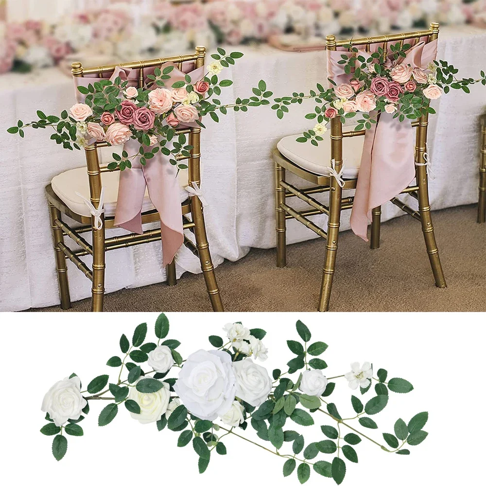 Artificial Rose Wedding Chair Decorações, Corredor Pew Flores para ...