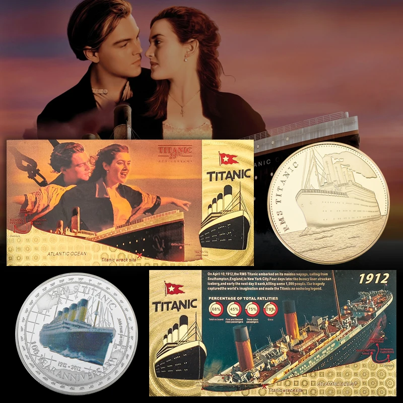 1912 Titanic Gold Foil Commemorative Banknotes Silver Plated Challenge ...