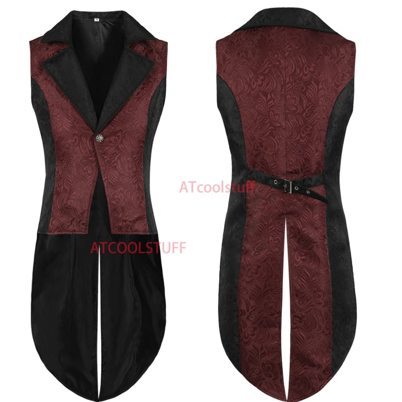 New-Steampunk-Jacquard-Medieval-Waistcoat-Adult-Cosplay-Swallowtail ...