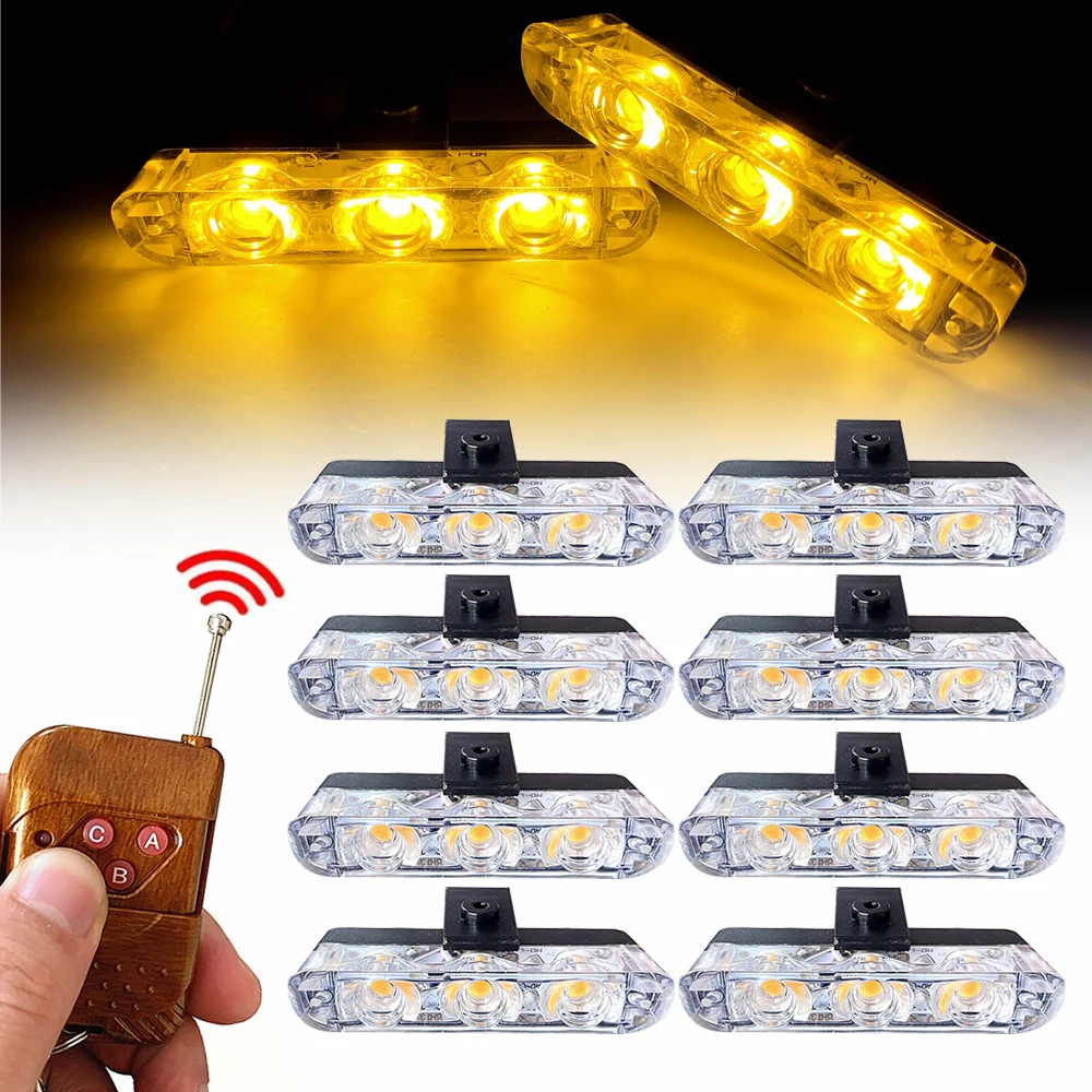 3 LED Car Front Grille Clip Strobe Warning Light Police Emergency Flash ...