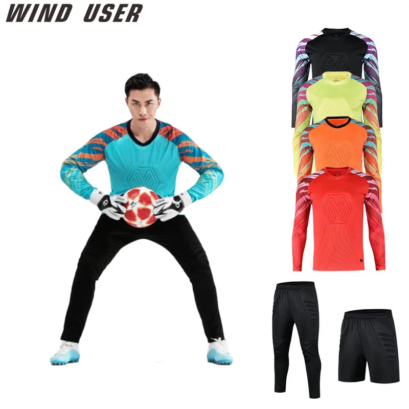 Football-Goalkeeper-Uniform-Custom-Jersey-Thickening-sponge-Goalkeeper ...
