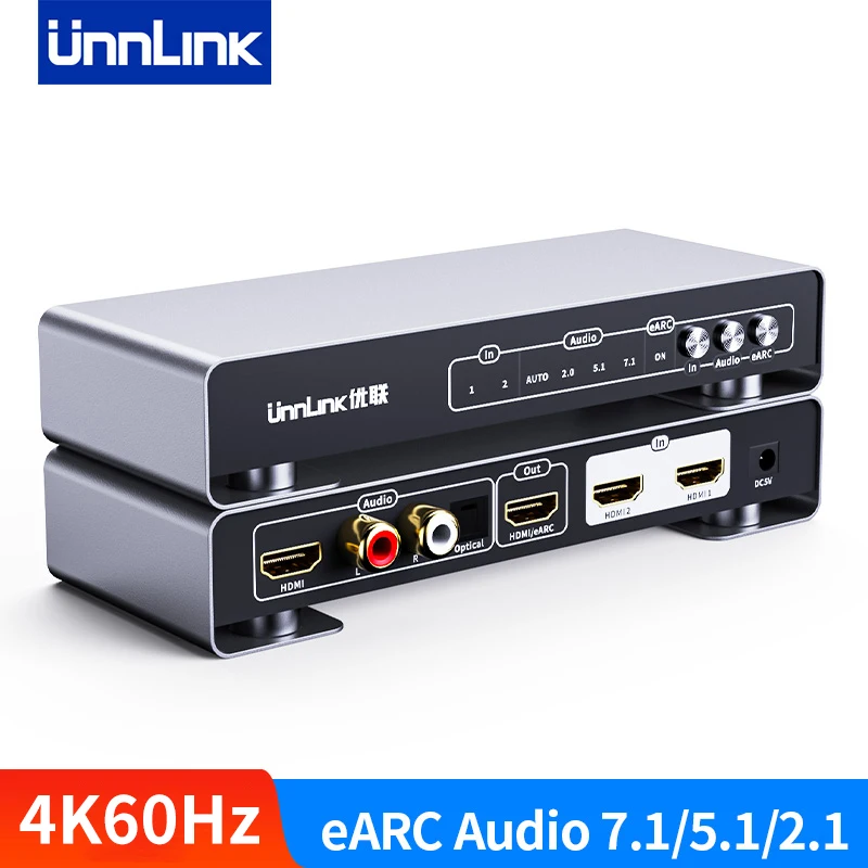 Unnlink 8k Earc Hdmi Audio Extractor 4k120hz Hdmi To Hdmi R/l Optical ...