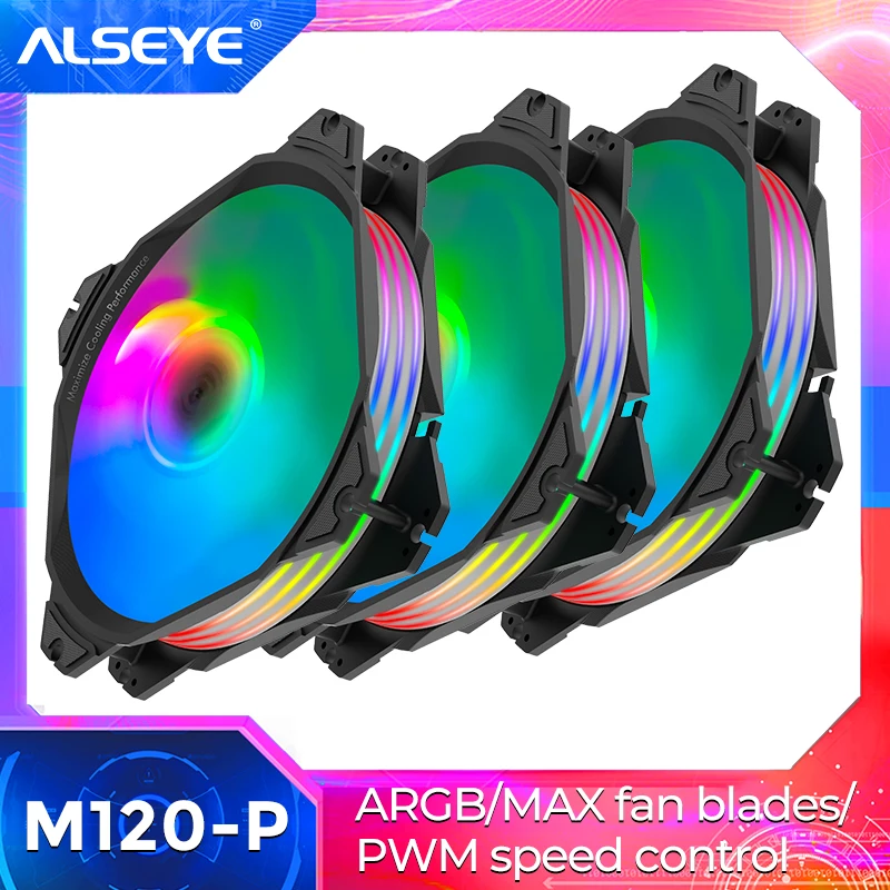 ALSEYE Max Series 120mm Cooling Fan 3pcs Set Adjustable RGB Lighting ...