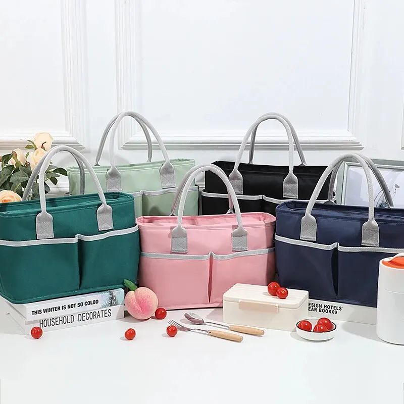 Simple-Insulated-Lunch-Bag-Reusable-Side-Pockets-Lunch-Bag-For-School ...