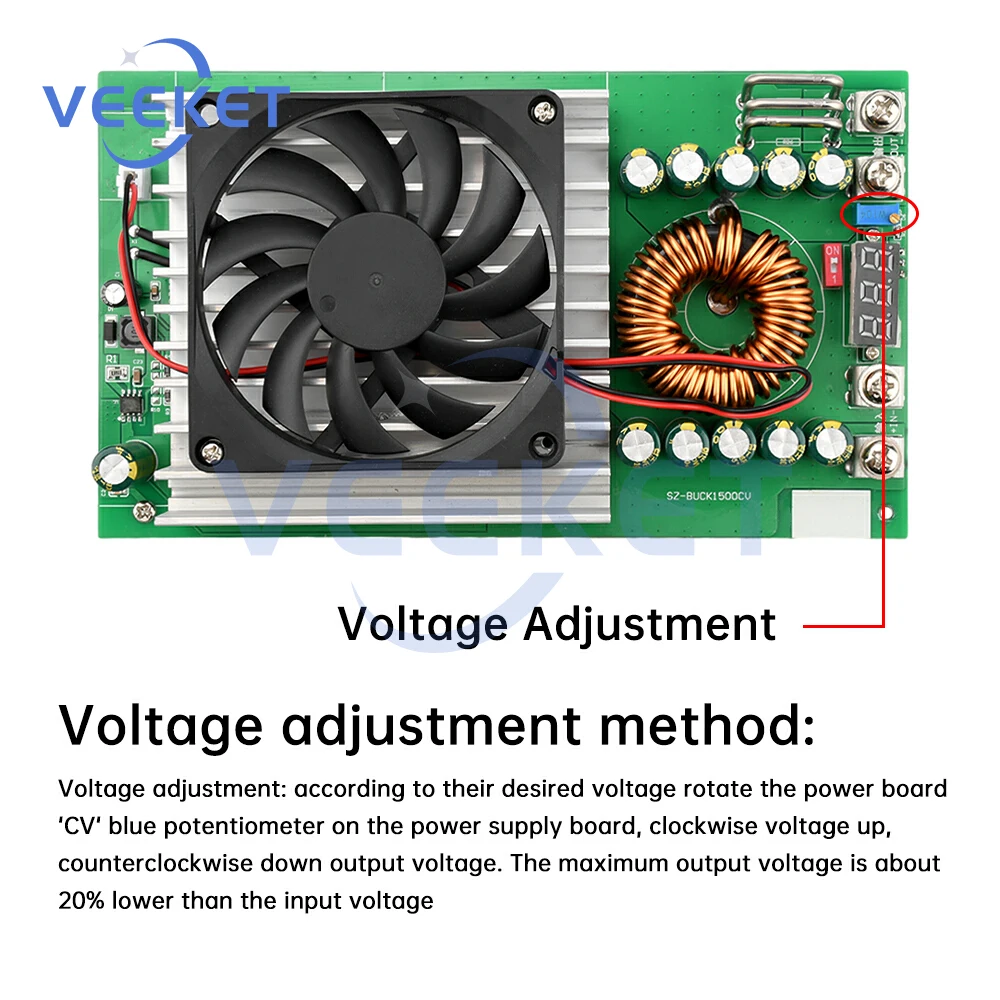 1500W 50A DC-DC 15-90V to 2.5-72V Adjustable Step-down Module Voltage ...