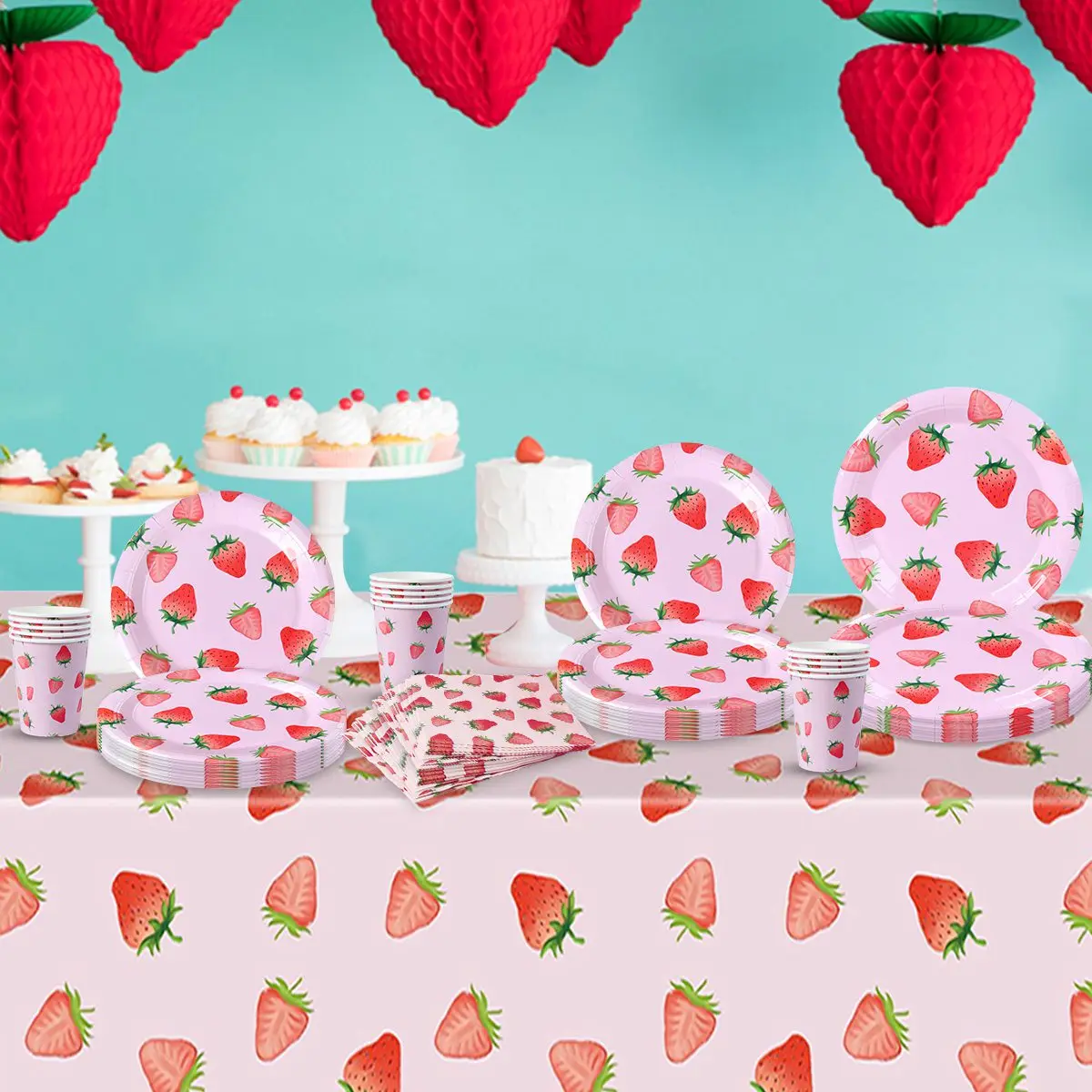 Strawberry Theme Party Disposable Tableware Summer Birthday Party ...