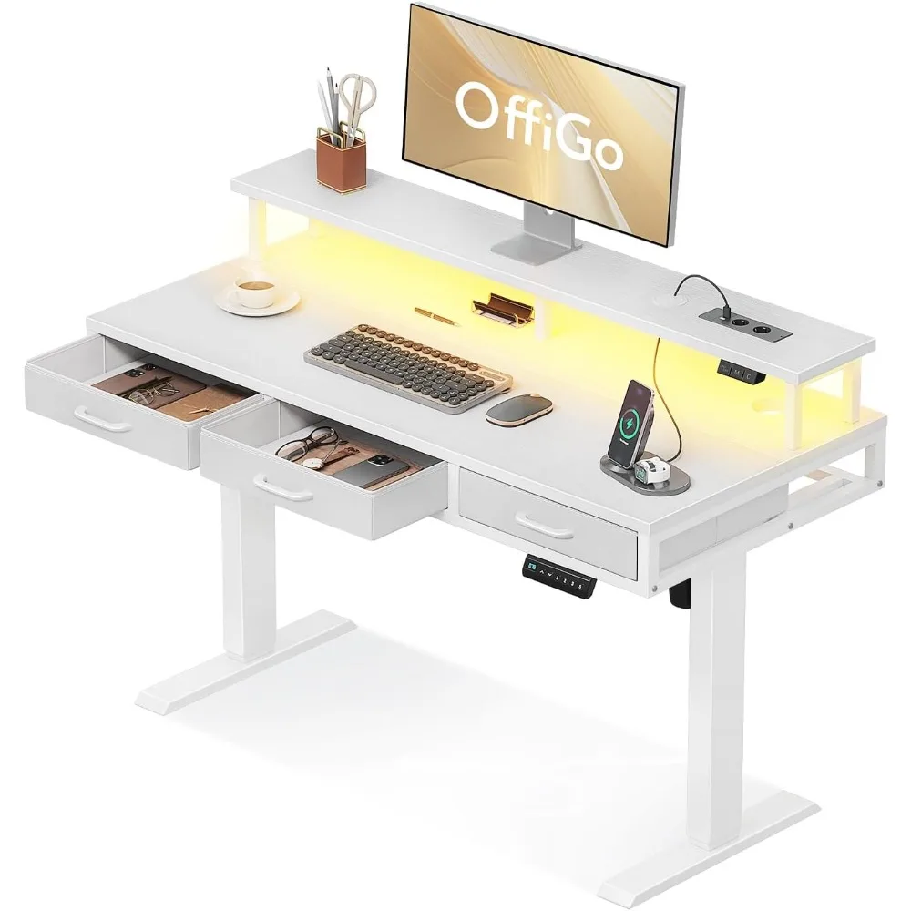 Mesa elevable escritorio con cajones, 120cm escritorio elevable con ...