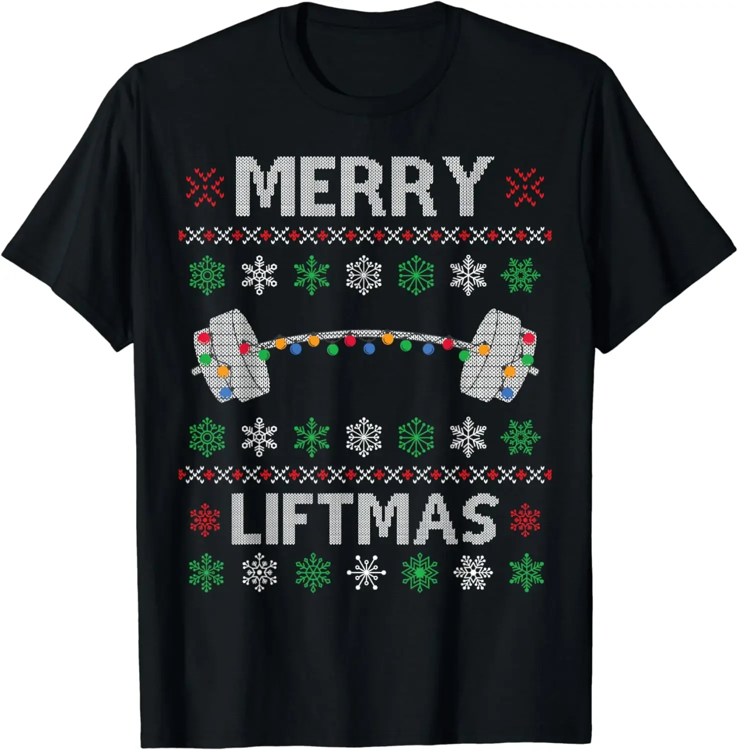 Merry Liftmas Funny Christmas Ugly Gym Workout Fitness T-Shirt American ...