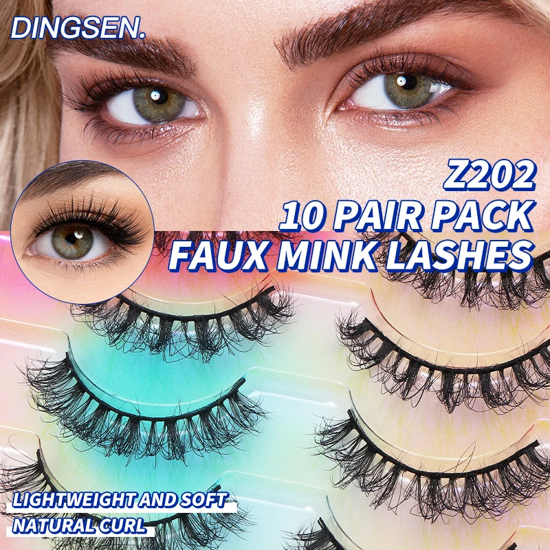 5-10Pairs-3D-Mink-Lashes-Natural-Eyelashes-Strip-Lashes-Transparent ...