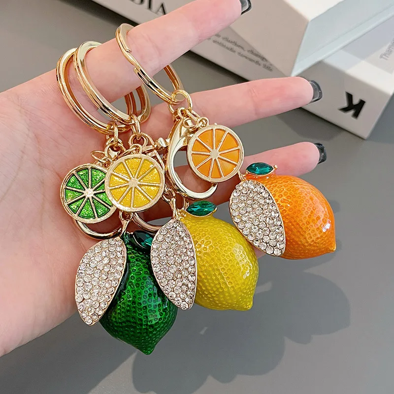 Creative-Emulational-Fruit-Cute-Rhinestone-Small-Lemon-Car-Key-Ring ...
