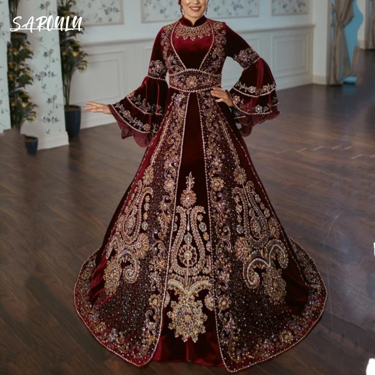 Arabic-A-line-Prom-Dress-Muslim-Luxury-Turkish-Sultan-Party-Evening ...