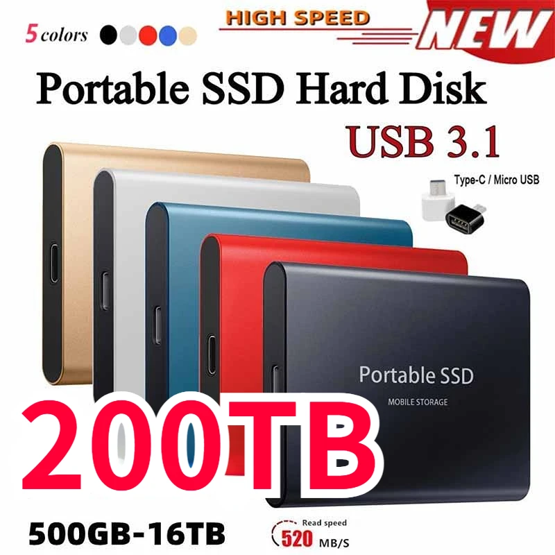 Portable High Speed SSD Hard Disk 2TB 128TB 500GB 64TB Hard Drive Hard ...