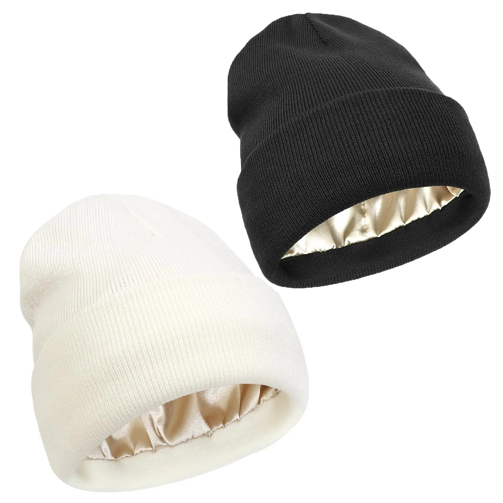 Unisex-Satin-Lined-Anti-Static-Beanie-Hat-For-Women-Winter-Silk-Lining ...