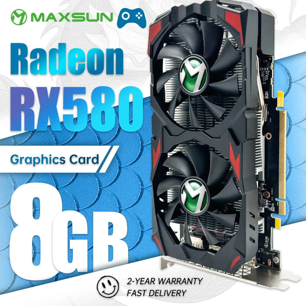 MAXSUN-New-AMD-Radeon-RX580-8GB-Graphics-Card-GDDR5-placa-Video-Card ...