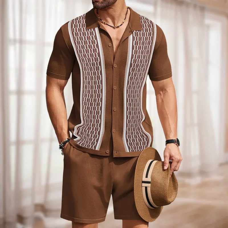 Summer Men's Clothing Luxury Knit Tracksuit Set Leisure Short Sleeve ...