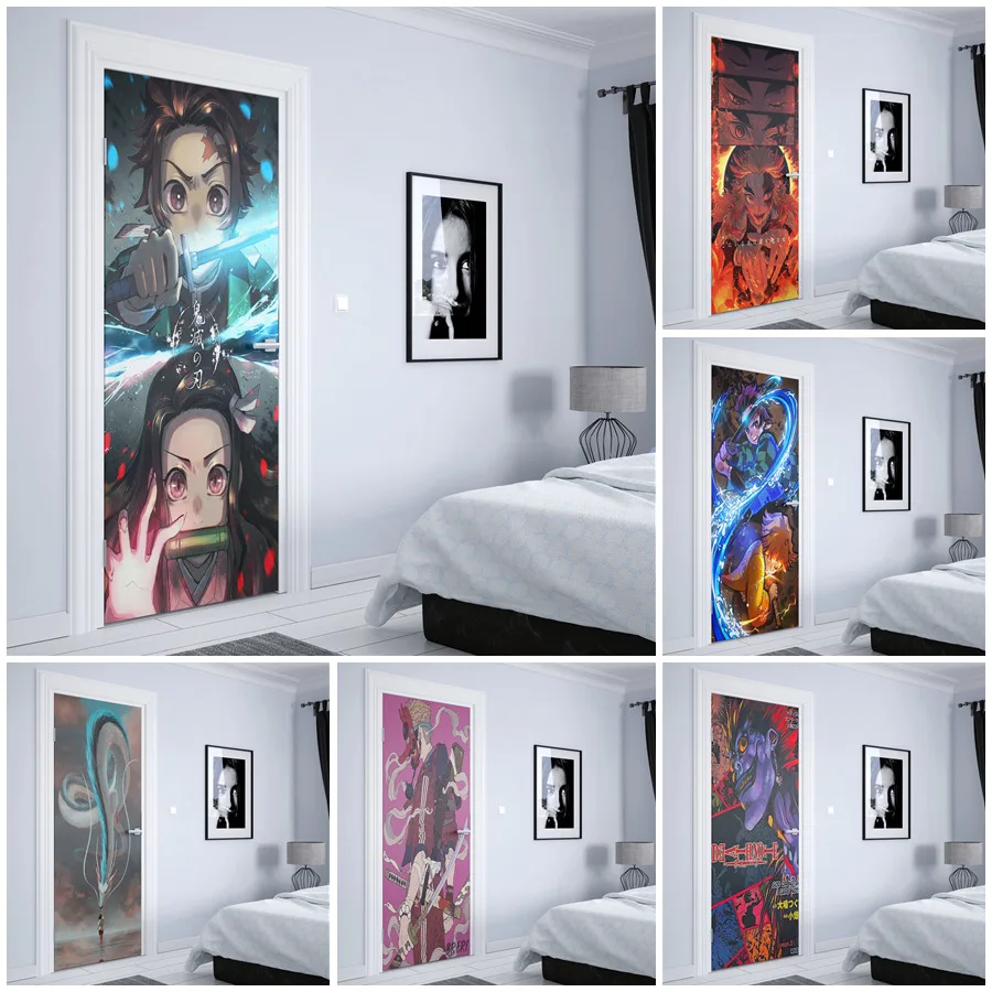 Japan-Anime-Demon-Slayer-Kawaii-PVC-door-stickers-door-decoration ...
