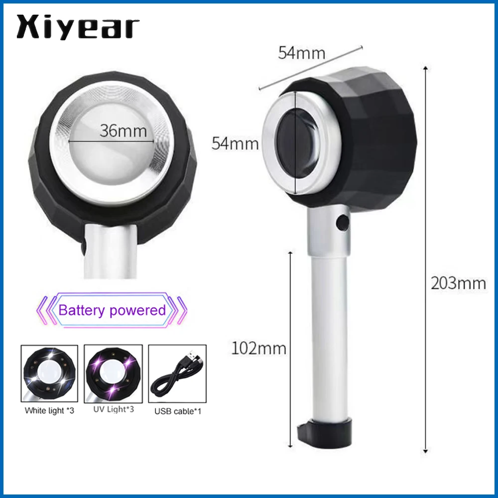 30x Handheld Illuminated Loupe Glasses Magnifier With Uv Light ...