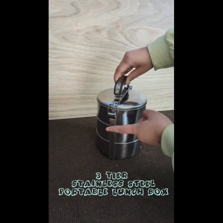 3 Tier Stainless Steel Portable Lunch Box | Daraz.com.np