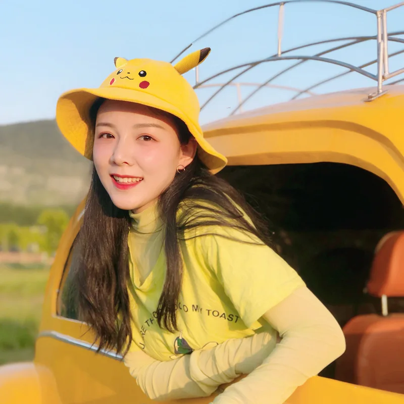Pokemon-Pikachu-Sun-Hat-Cute-Bucket-Fisherman-Beach-Outdoor-Hat-Cap ...