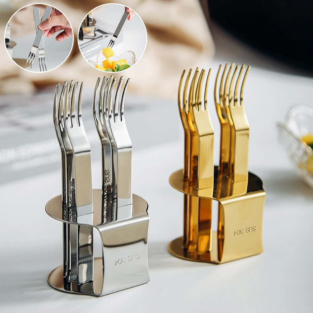 6pcs-304-Stainless-Steel-Fruit-Fork-Set-Kitchen-Tableware-Small-Snack ...