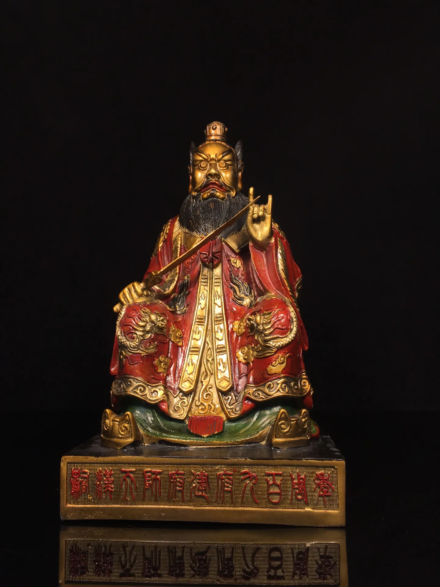 11-Tibetan-Temple-Collection-Old-Bronze-Painted-Cinnabar-Zhang-Daoling ...