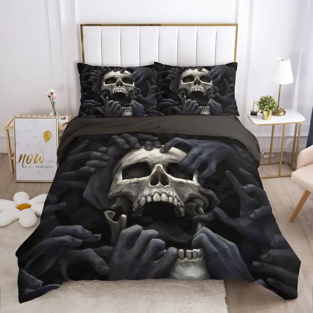 Sugar Skull Duvet Cover Scary Skeleton Comforter Cover Queen Twin Size ...