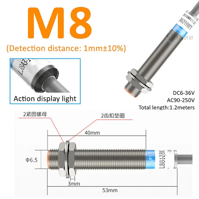 Yellow Approach Sensor inductive proximity sensor switch M8 M12 M18 30 ...