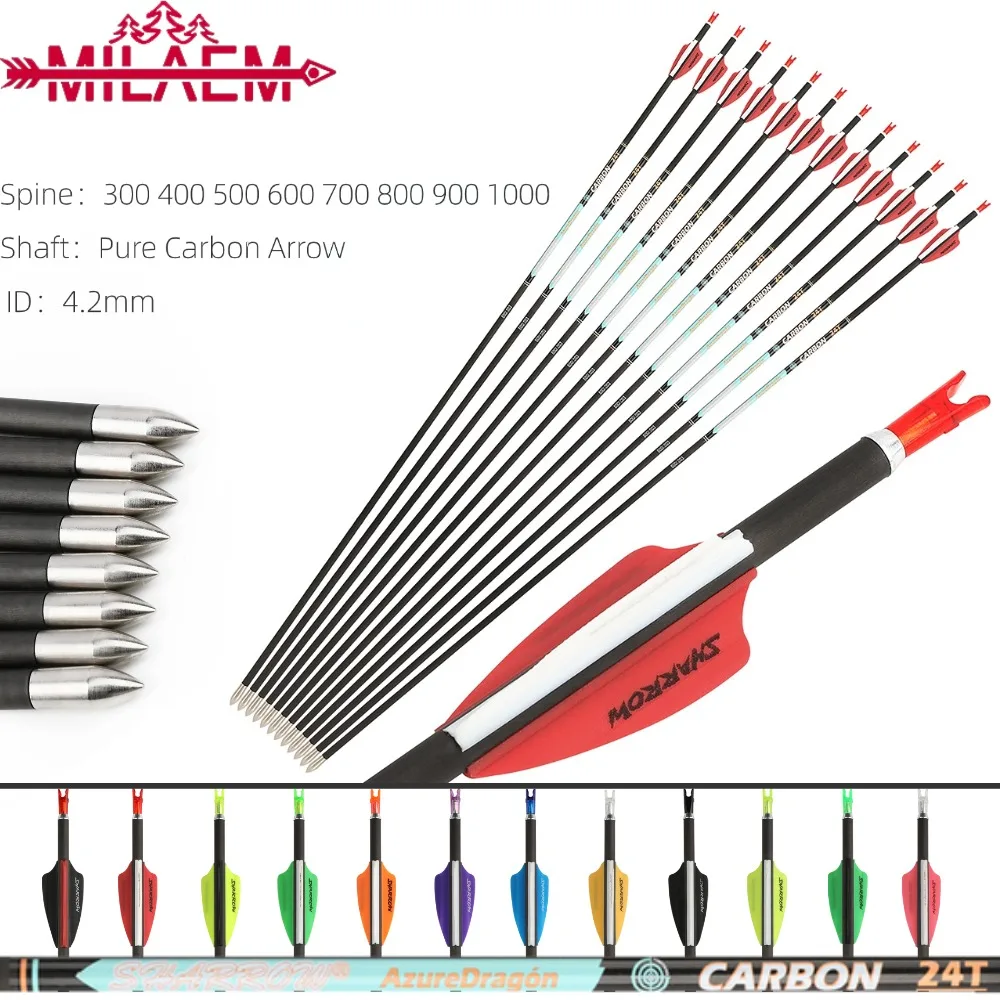 12pcs-Archery-Arrows-ID4-2mm-Spine-300-1000-Pure-Carbon-Arrow-Shaft ...