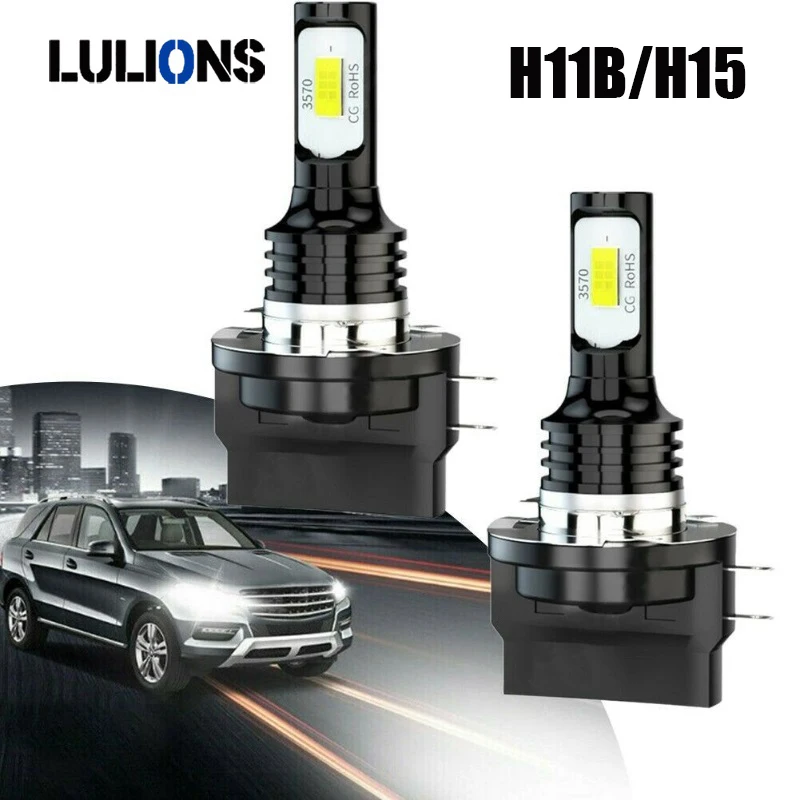 2Pcs H15 H11B LED Car Headlight DRL Day Driving Running Light CSP3570 12V Auto Headlamp Bulbs ...