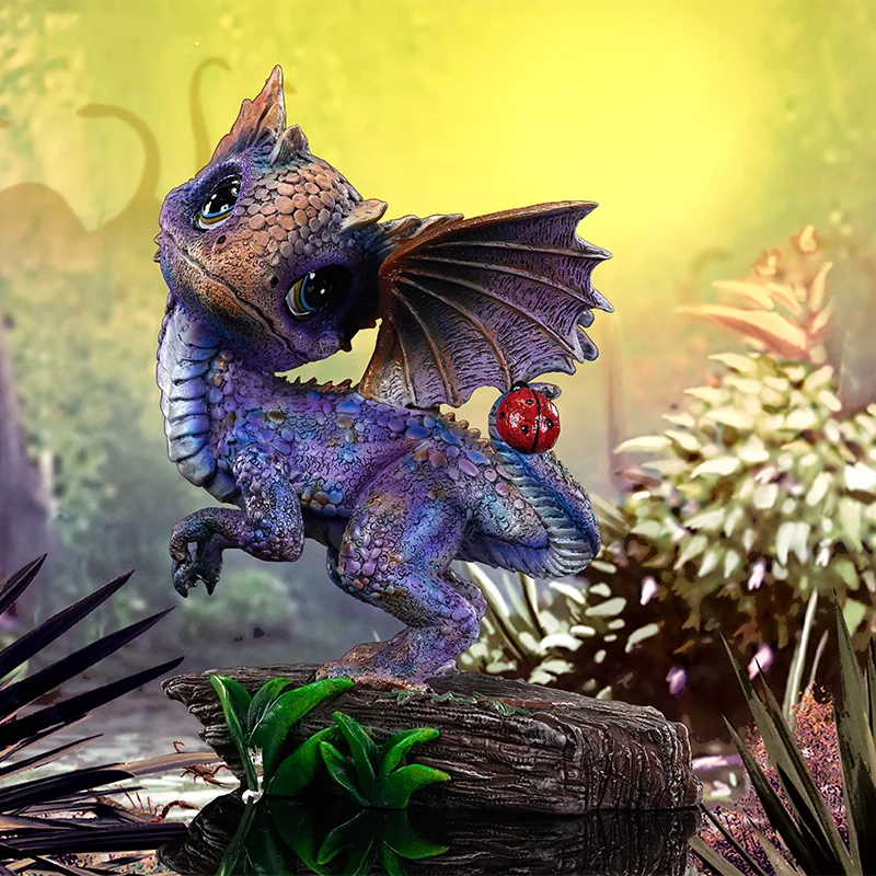 Cute-Baby-Dragon-Figurine-Magic-Fairy-Garden-Decor-Animal-Statue-Resin ...