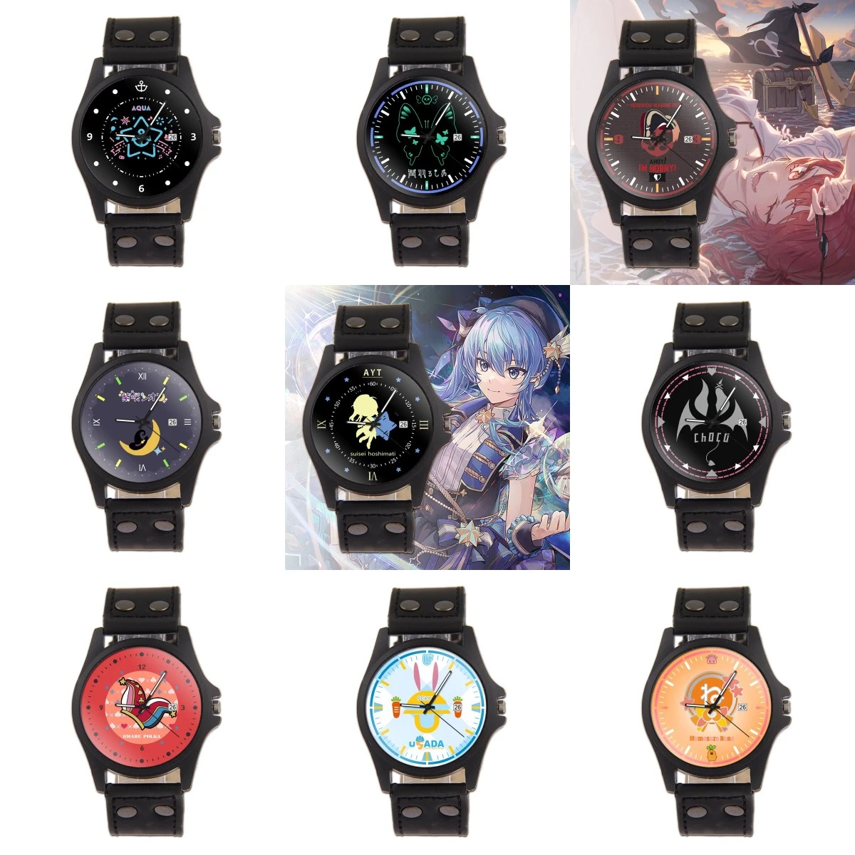 Hololive vtuber youtuber anime relógio de quartzo calendário de moda ...