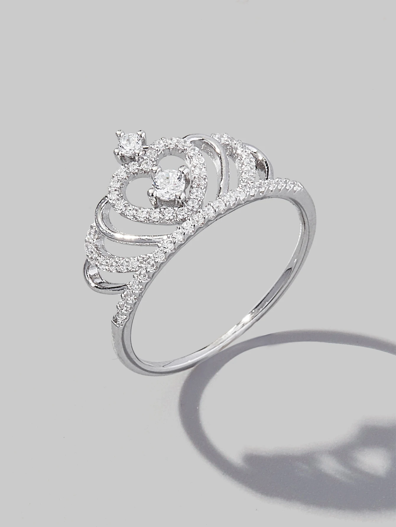 925-Sterling-Silver-CZ-Crown-Shaped-Rings-For-Women-Elegant-Engagement ...