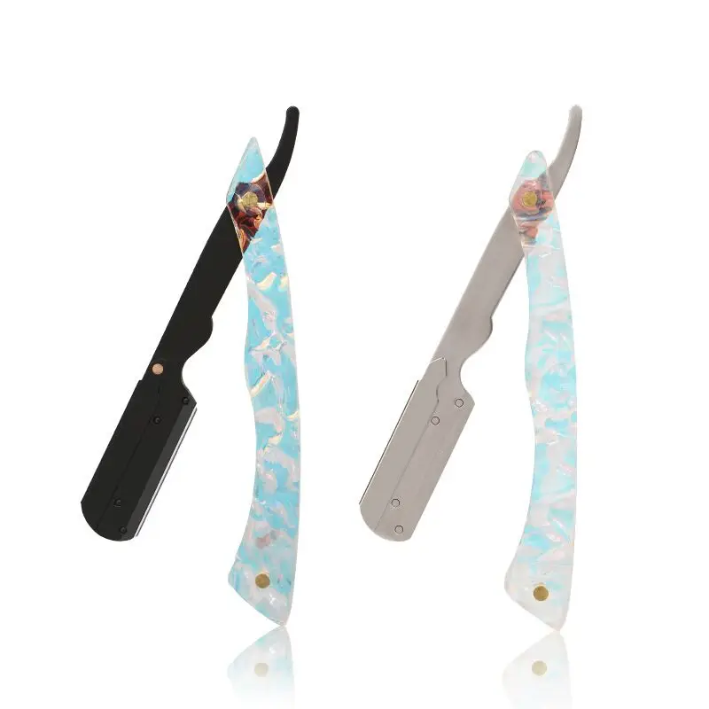 Barber-Straight-Shaving-Razor-Blade-Cut-Throat-Folding-Knife-With ...