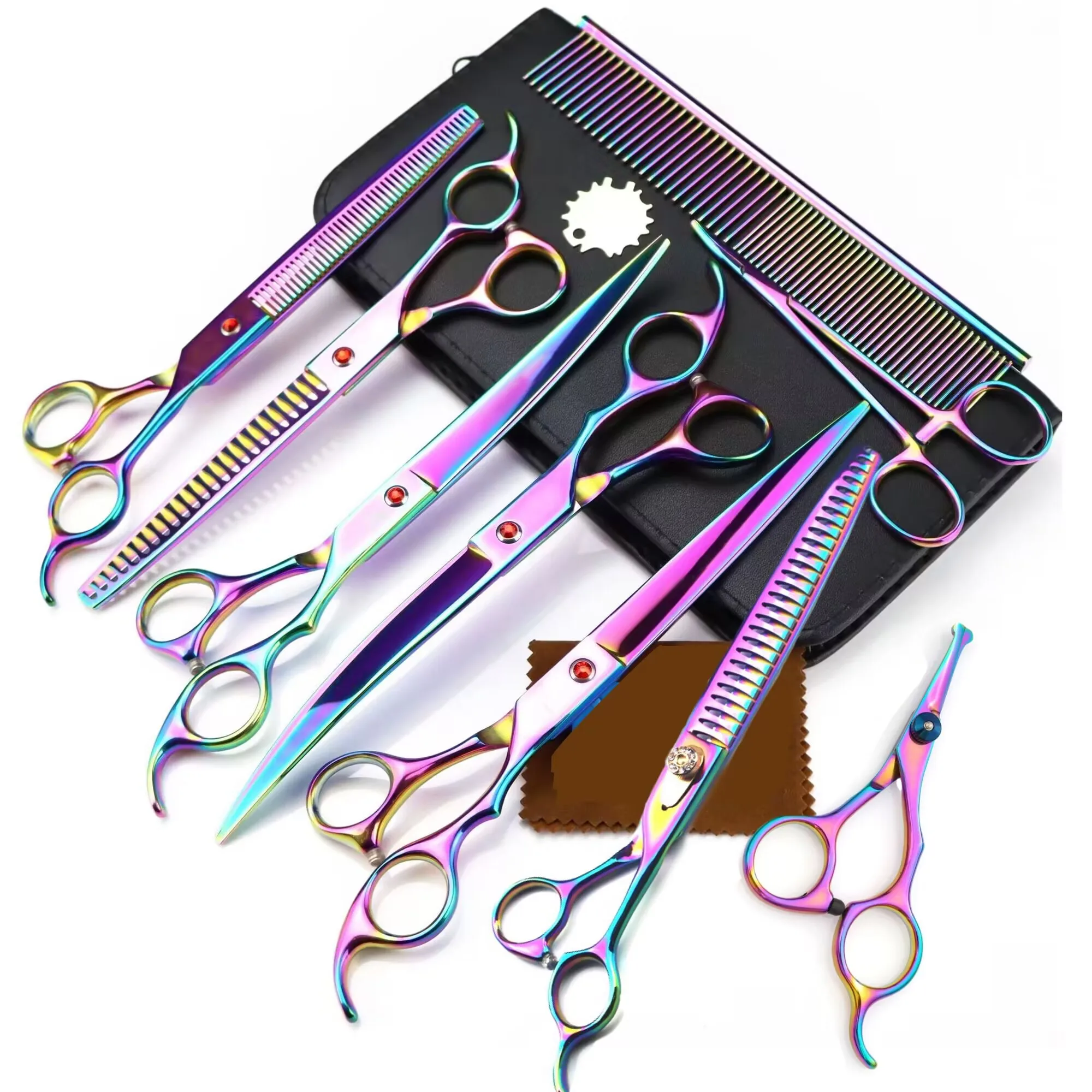 7-Inch-Professional-Rounded-Dog-Grooming-Scissors-6-in-1-Pet-Hair ...