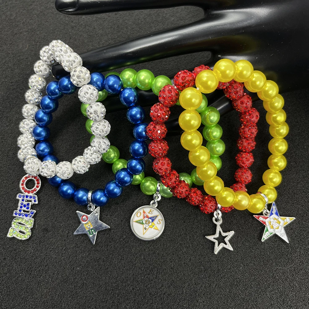Handmade Greek Sorority Order of Eastern Star OES Pearl Set Bracelets ...