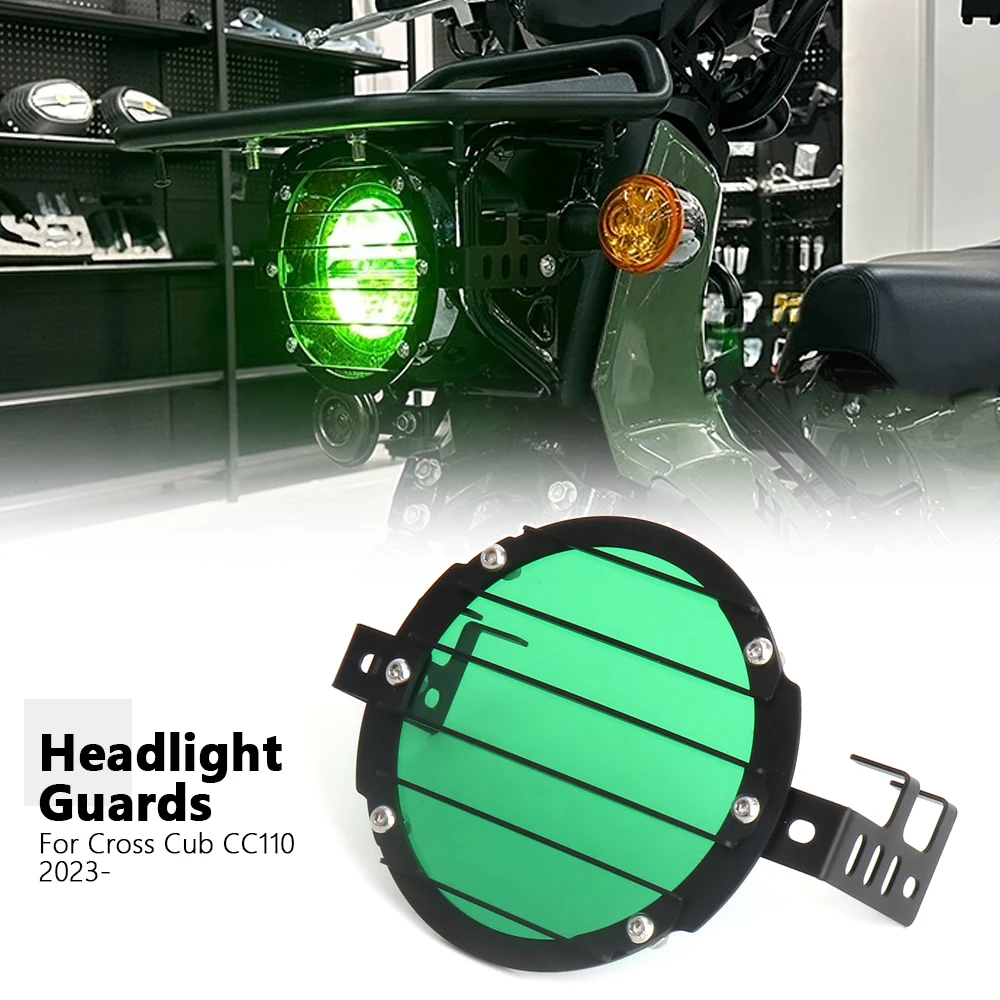 Motorcycle-Acrylic-Green-Plate-Headlight-Protection-Cover-Head-Light ...