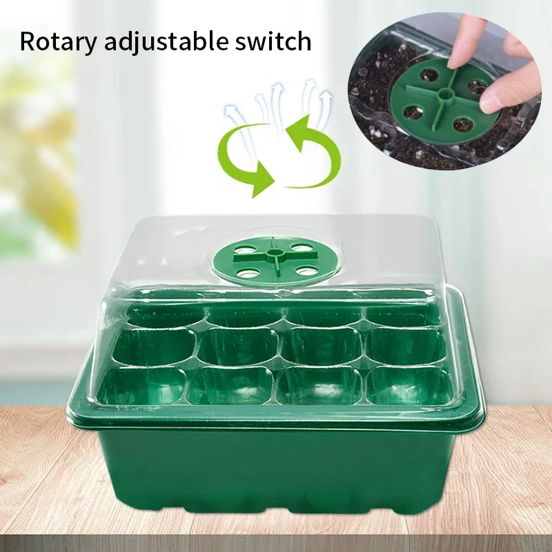 12-Well Plastic Seedling Tray With Adjustable Breathable Lid Succulent ...